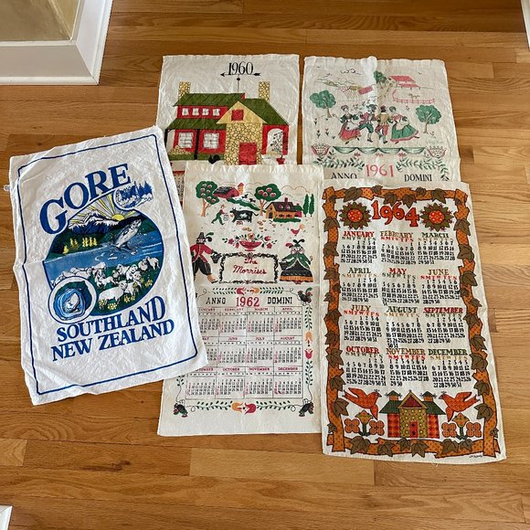 None | Kitchen | Five 5 Vintage 6s Calendar Kitchen Tea Towels | Poshmark